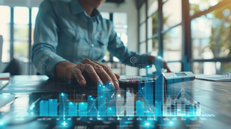 The Hand and Digital Chart. AI Generated Stock Image - Image of finance ...