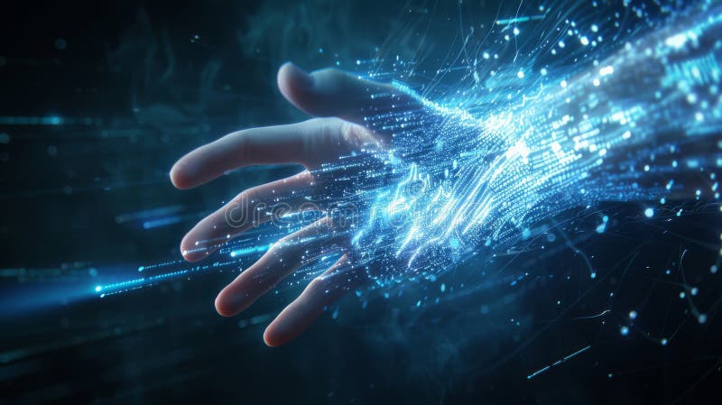A Hand with Digital Interface.AI Generated Image Stock Photo - Image of ...