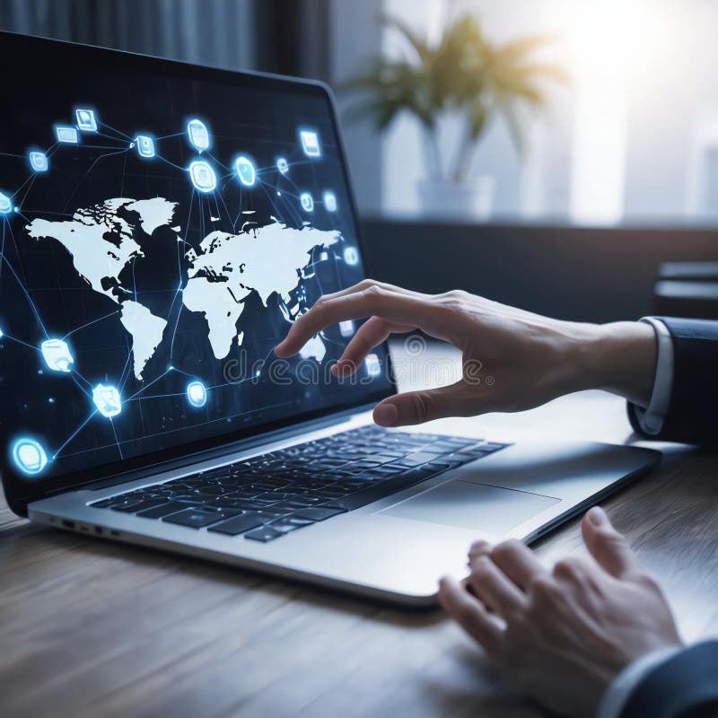 Hand with Digital Internet Interface World Wide Web Concept Stock ...