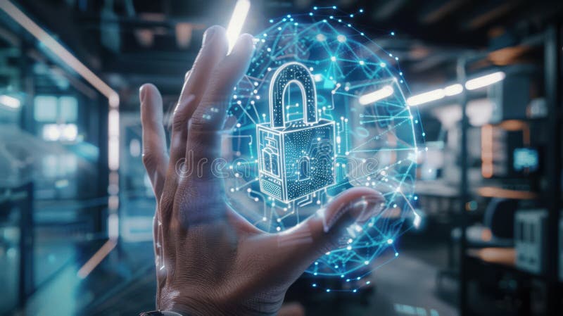 The Hand with Digital Lock.AI Generated Image Stock Image - Image of ...