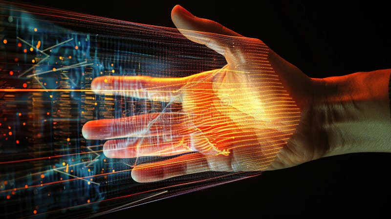 Hand in Digital World stock illustration. Illustration of internet ...