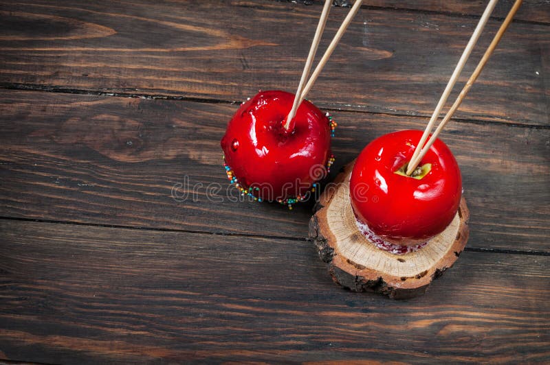 Hand Dipped Caramel Apple Covered with Multi Color Sprinkles Stock ...