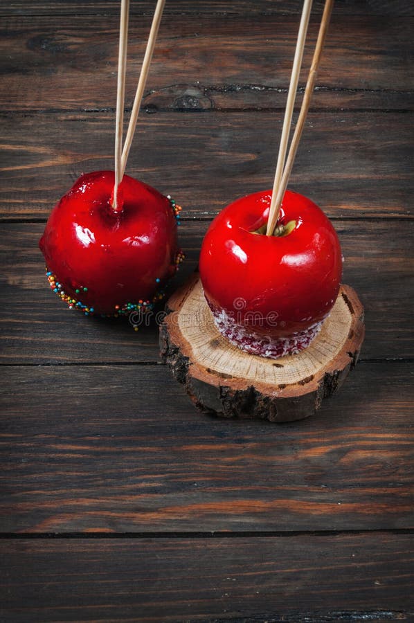 Hand Dipped Caramel Apple Covered with Multi Color Sprinkles Stock ...