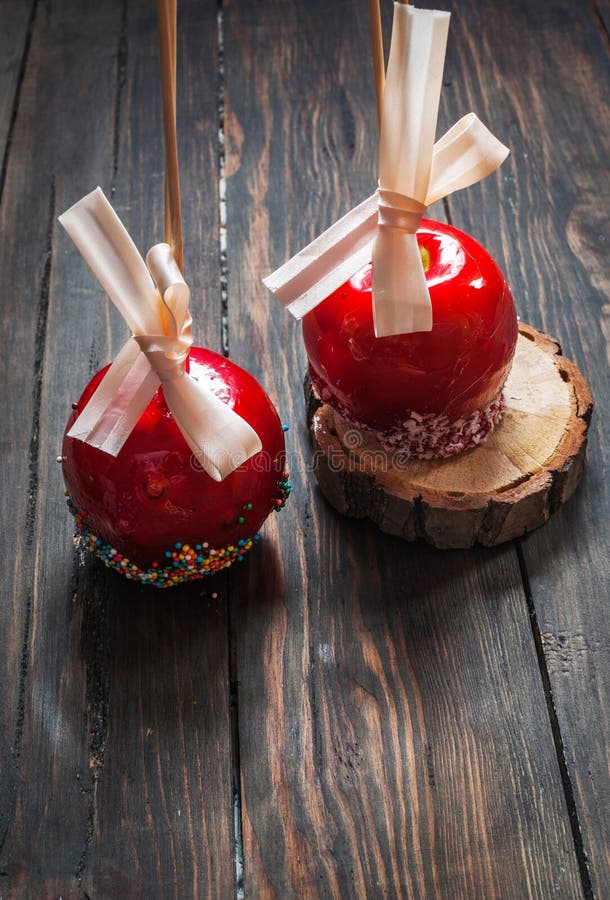 Hand Dipped Caramel Apple Covered with Multi Color Sprinkles Stock ...