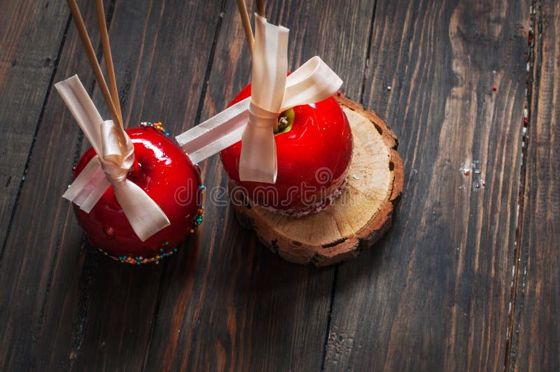 Hand Dipped Caramel Apple Covered with Multi Color Sprinkles Stock ...