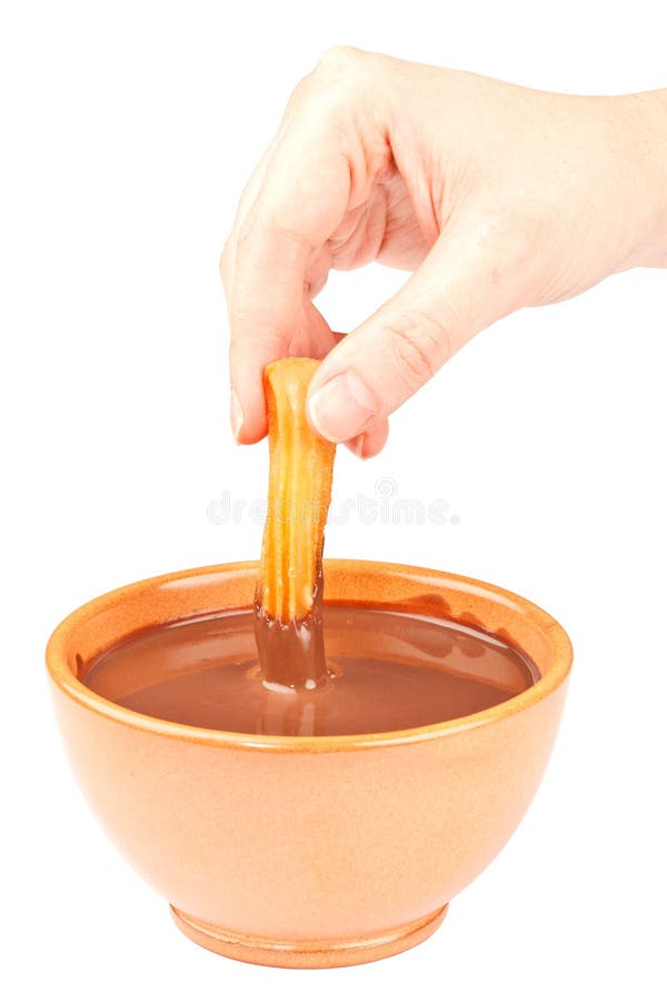 Hand Dipping a Churro in Chocolate Stock Image - Image of hand, sweet ...
