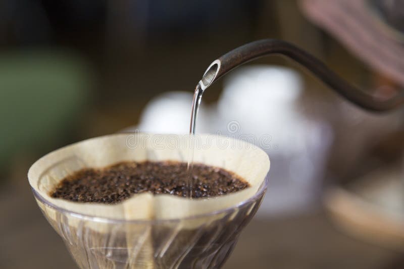 Hand Dirp Coffee and Drop the Water Stock Photo - Image of brewing ...