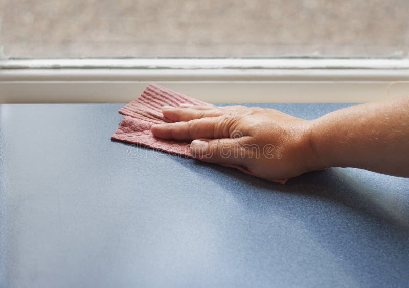 Hand with Dish Cloth Cleaning Surface Stock Photo - Image of maid ...