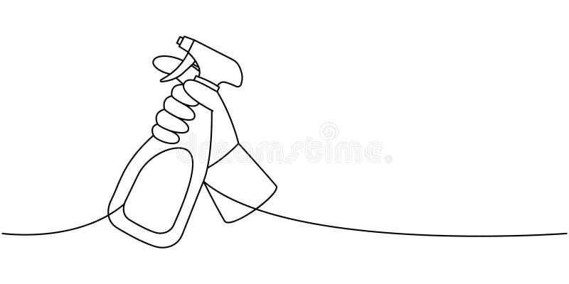 Hand with Disinfectant Spray One Line Continuous Drawing. Cleaning ...