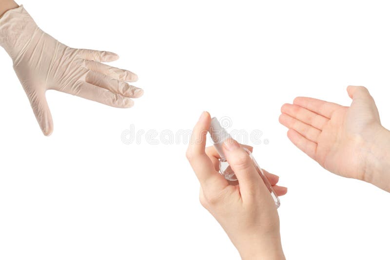 Hand Disinfection Isolated on White Background Stock Photo - Image of ...