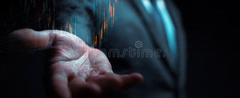 The Hand Displaying Digital Data Points in a Professional Business ...