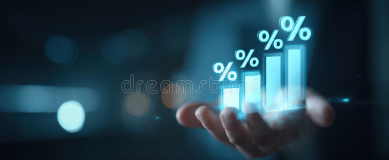 The Hand Displaying a Digital Growth Chart Representing Percentage ...