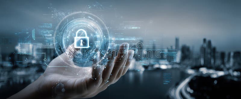 The Hand Displaying a Digital Lock Symbolizing Cybersecurity and ...