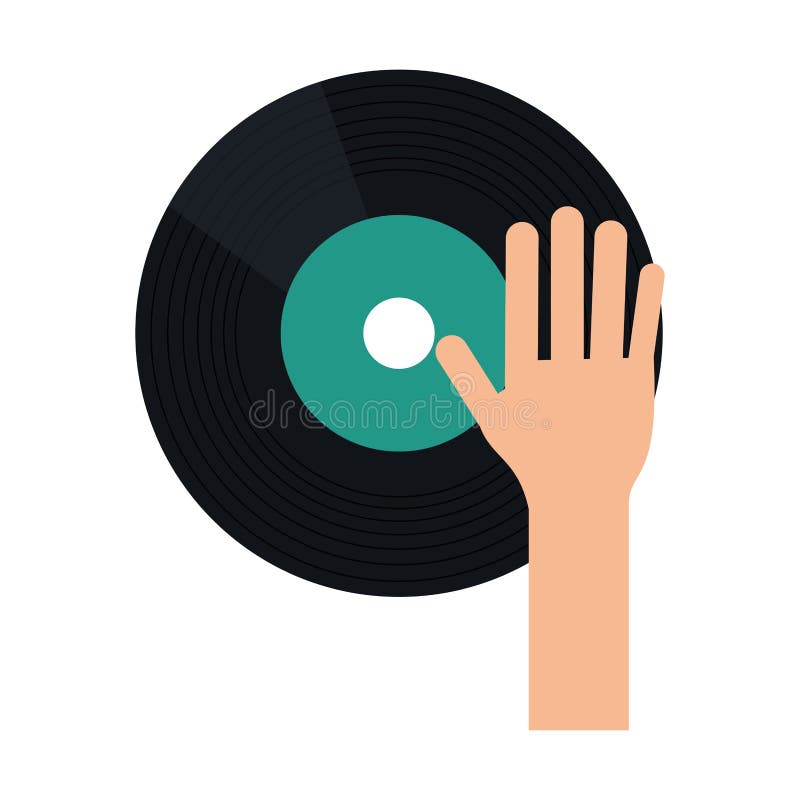 Hand dj playing vinyl stock vector. Illustration of discotheque - 86281107