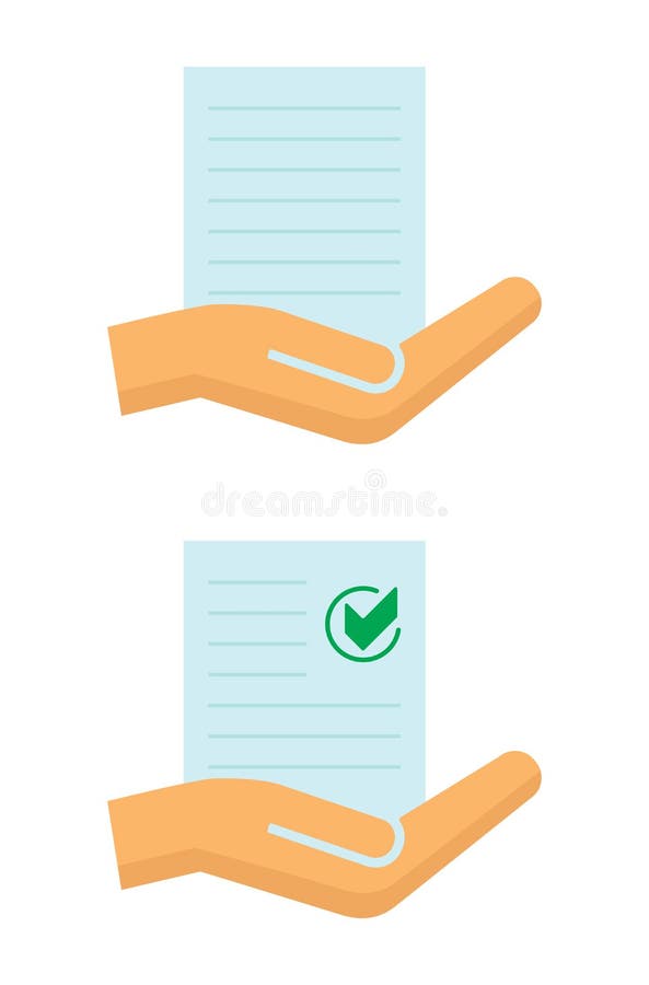 Hand with doc page stock vector. Illustration of green - 266220977