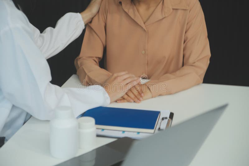 Hand of Doctor Reassuring Her Female Patient Stock Image - Image of ...