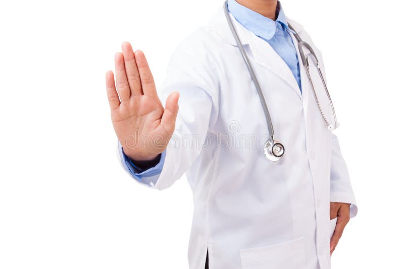 Hand of Doctor Showing Warning Sign Stock Photo - Image of confident ...