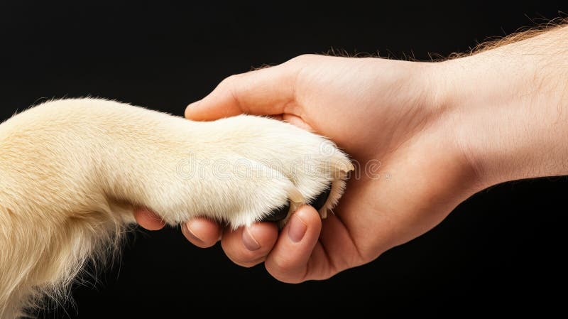 A Hand of a Dog Pawing at the Hands of Its Owner, AI Stock Image ...