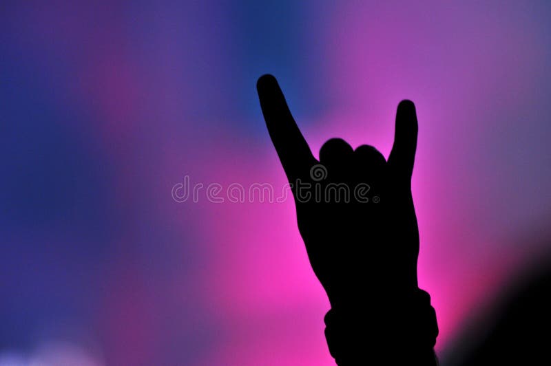 Hand Doing Rock Sign at a Rock Concert Stock Image - Image of happiness ...