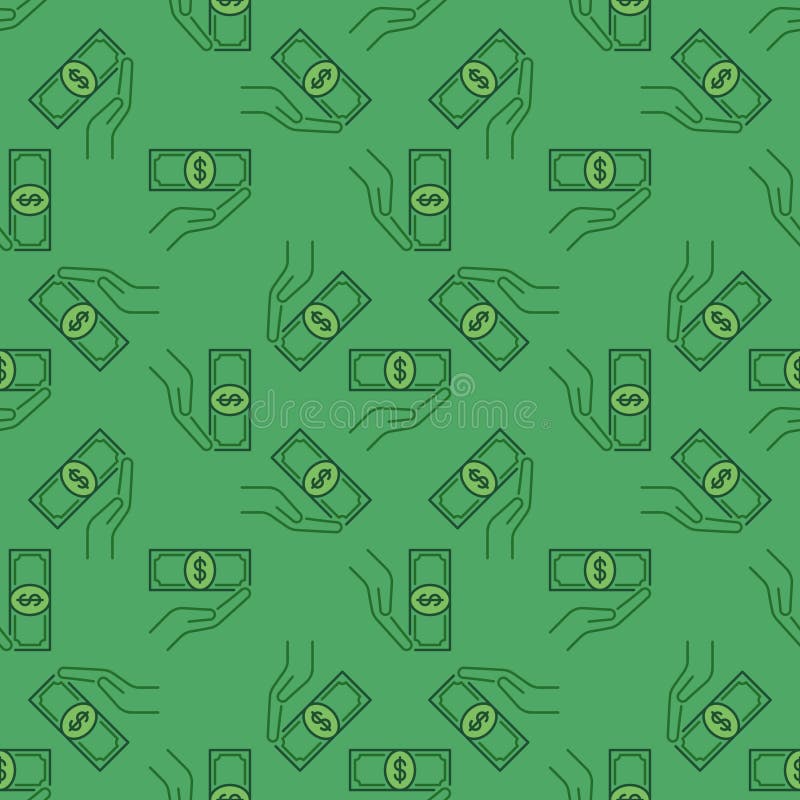 Hand and Dollar Banknote Vector Colored Seamless Pattern Stock Vector ...