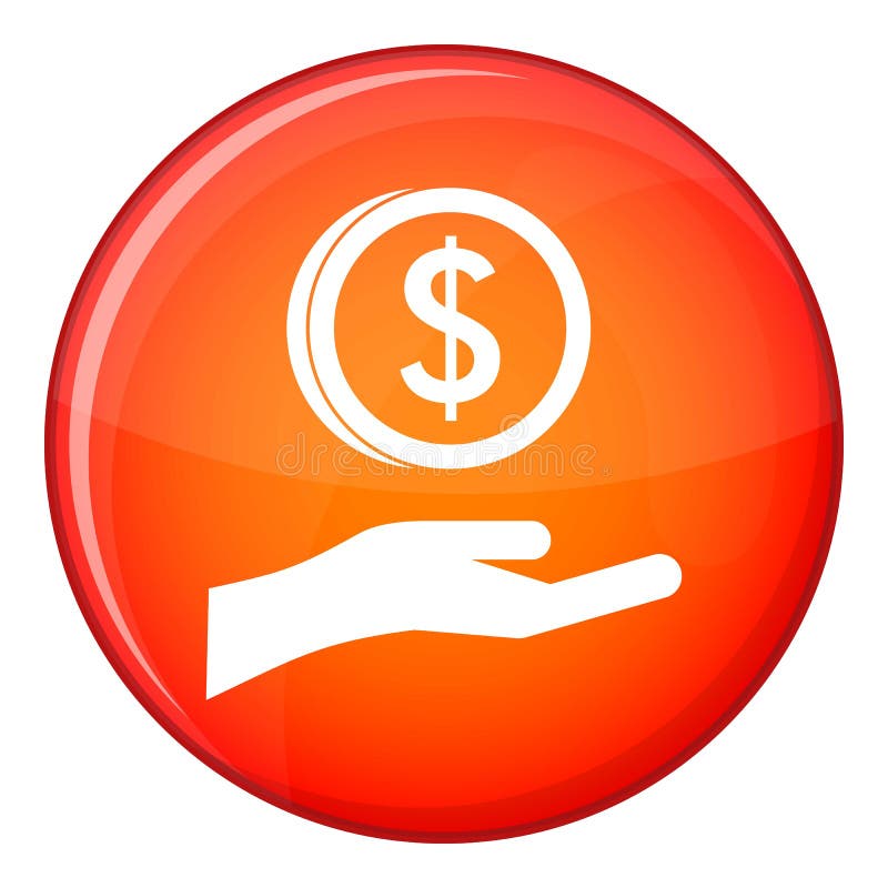 Hand and Dollar Coin Icon, Flat Style Stock Vector - Illustration of ...
