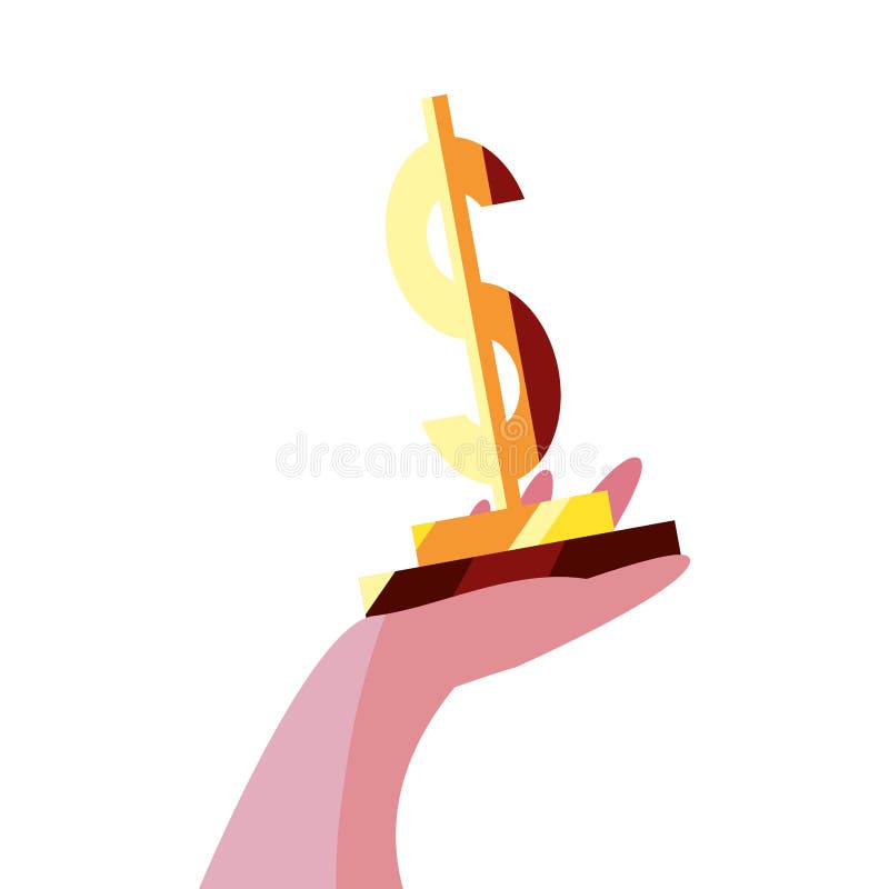 Hand with dollar sign stock vector. Illustration of money - 142469180
