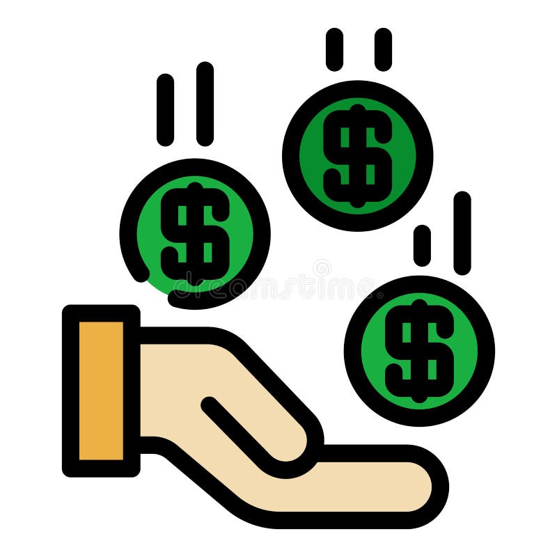 Hand Dollars Icon Color Outline Vector Stock Vector - Illustration of ...