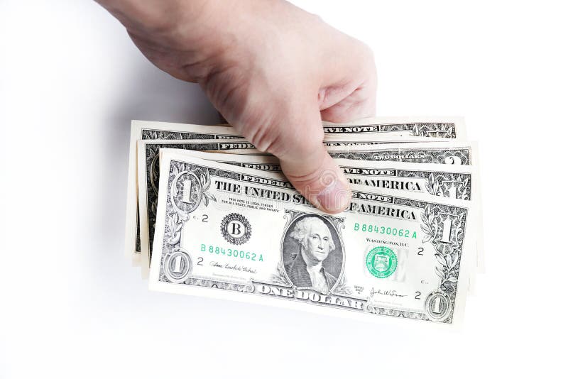In Hand Dollars Money Stack. Stock Image - Image of earn, banking ...
