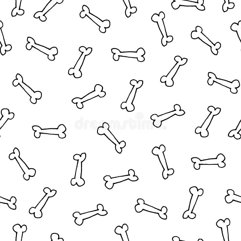 Hand Doodle Seamless Pattern with Bones. Vector Textile, Wrapping ...