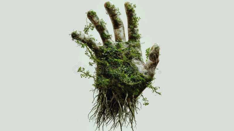 A Human Hand with a Double Exposure Effect of Lush Greenery Symbolizing ...