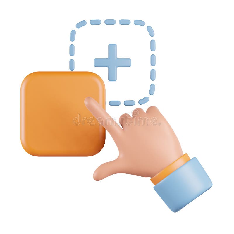 Hand Drag and Drop Add 3D Icon Illustration Stock Illustration ...