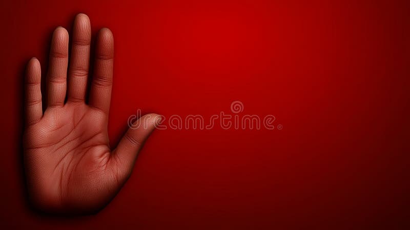 Dramatic Hand Pose Against a Vibrant Red Backdrop, Study in Contrast ...