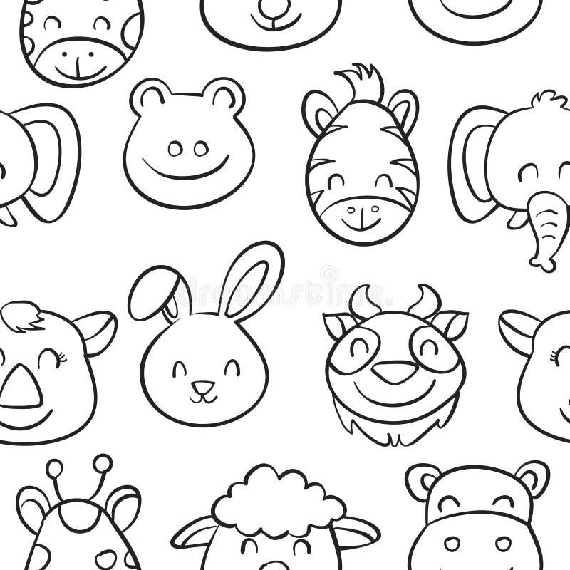 Hand Draw Animal Style Pattern Collection Stock Vector - Illustration ...