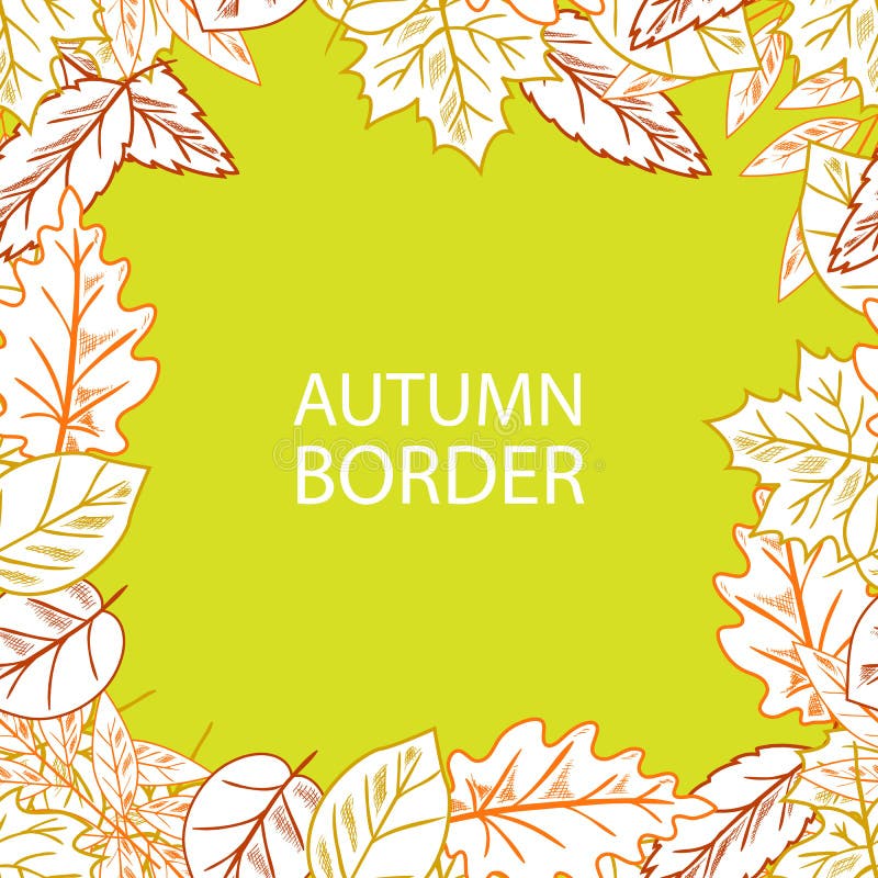 Hand Draw Autumn Leaf Border Stock Vector - Illustration of border ...