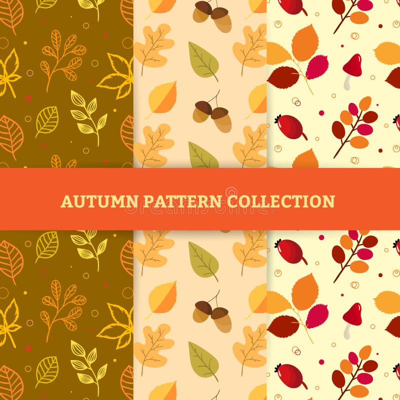 Hand Draw Autumn Patterns. Autumn Seamless Pattern with Different ...