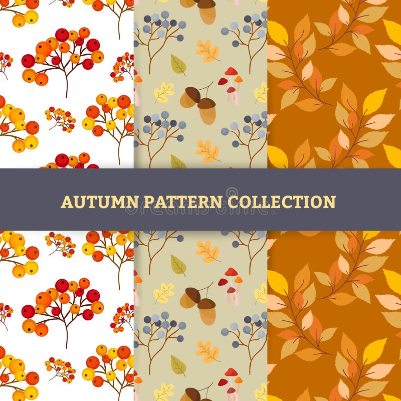Hand Draw Autumn Patterns. Autumn Seamless Pattern with Different ...