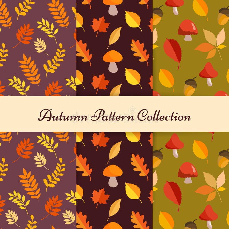 Hand Draw Autumn Patterns. Autumn Seamless Pattern with Different ...