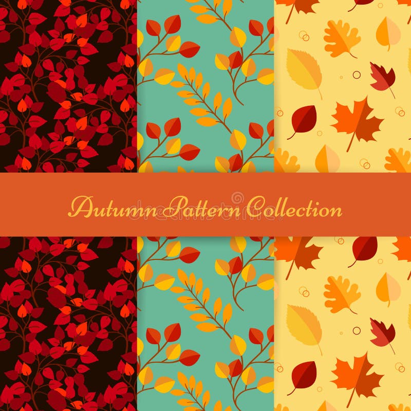Hand Draw Autumn Patterns. Autumn Seamless Pattern with Different ...