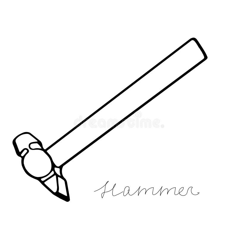 Hand-draw Black Vector Illustration of Metallic Locksmith Tool Isolated ...