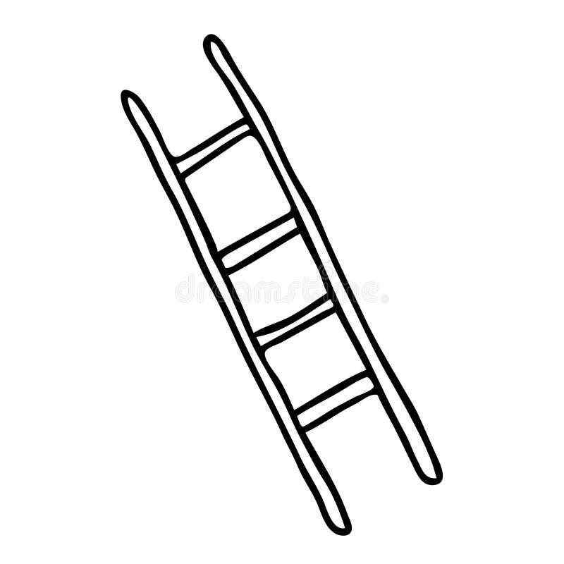 Hand-draw Black Vector Illustration of Metallic or Wooden Ladder ...