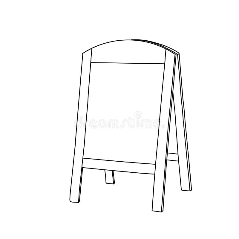 Hand Draw Black Vector Illustration of a Wooden Billboard Isolated on a ...