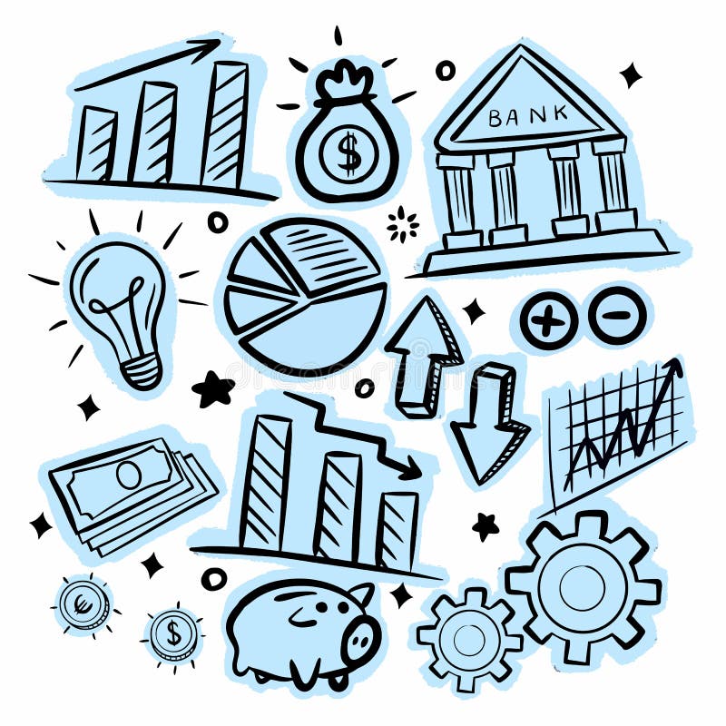 Hand Draw Business Finance Doodle Set Vector Stock Vector ...
