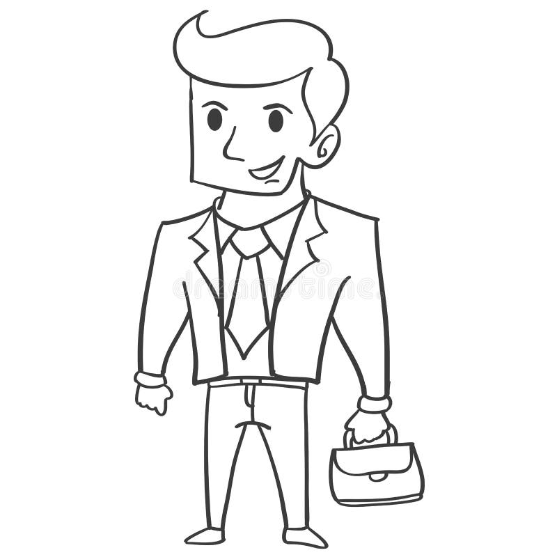Hand Draw of Businessman Character Stock Vector - Illustration of male ...