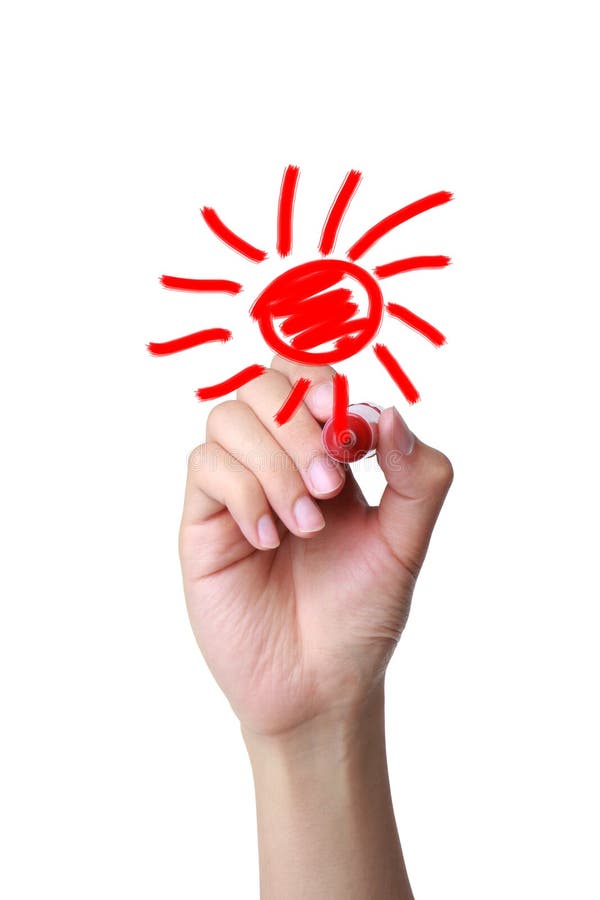 Hand draw the cartoon sun stock image. Image of inspiration - 40181175