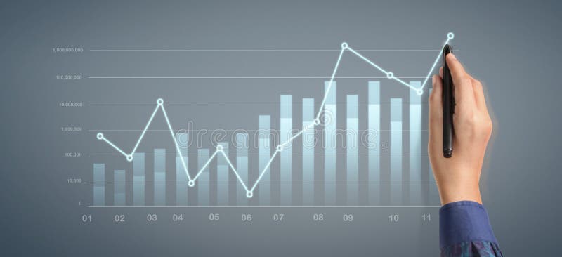 Hand Draw Chart, Growth Graph Progress of Business Analyzing Financial ...