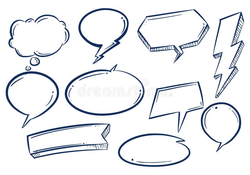Hand Draw Chat Sketch Set Design Stock Vector - Illustration of banner ...