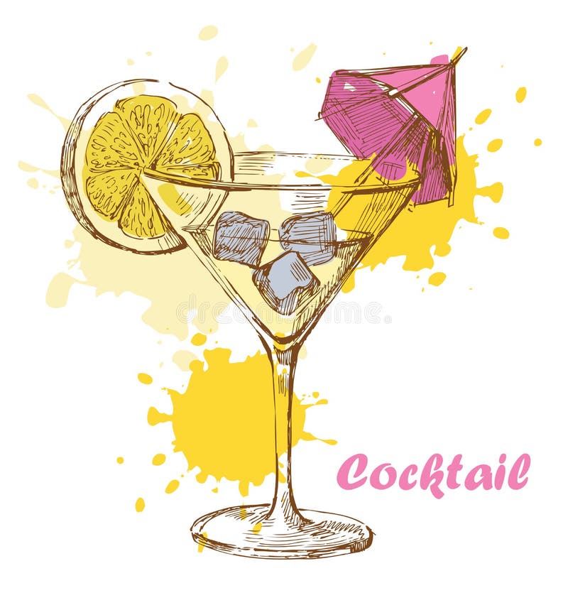 Hand draw cocktail stock vector. Illustration of design - 25120863