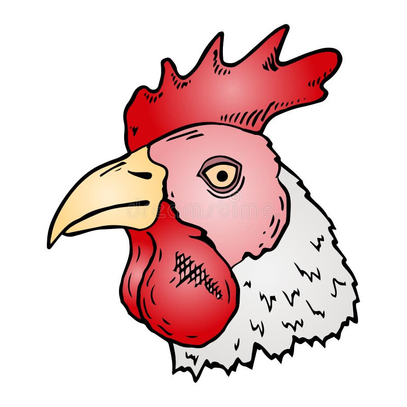 Hand Drawn Color Chicken Head Doodle Stock Vector - Illustration of ...