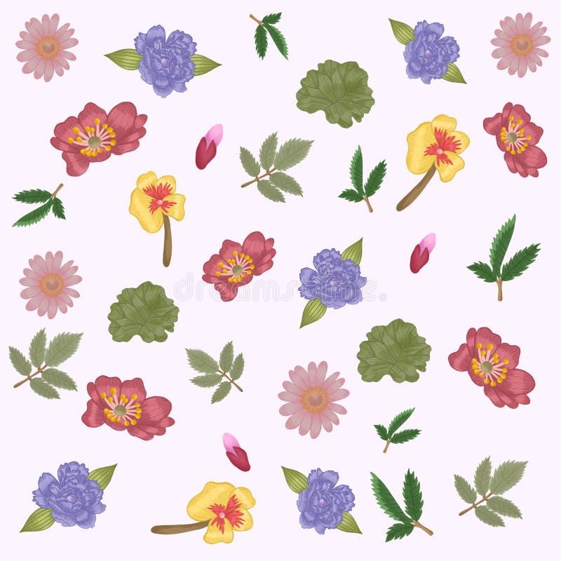 Hand Draw of Colorful Flower Pattern Illustration Stock Illustration ...