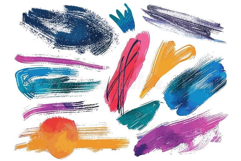 Hand Draw Colorful Grunge Scribble Shapes Isolated Stock Vector ...